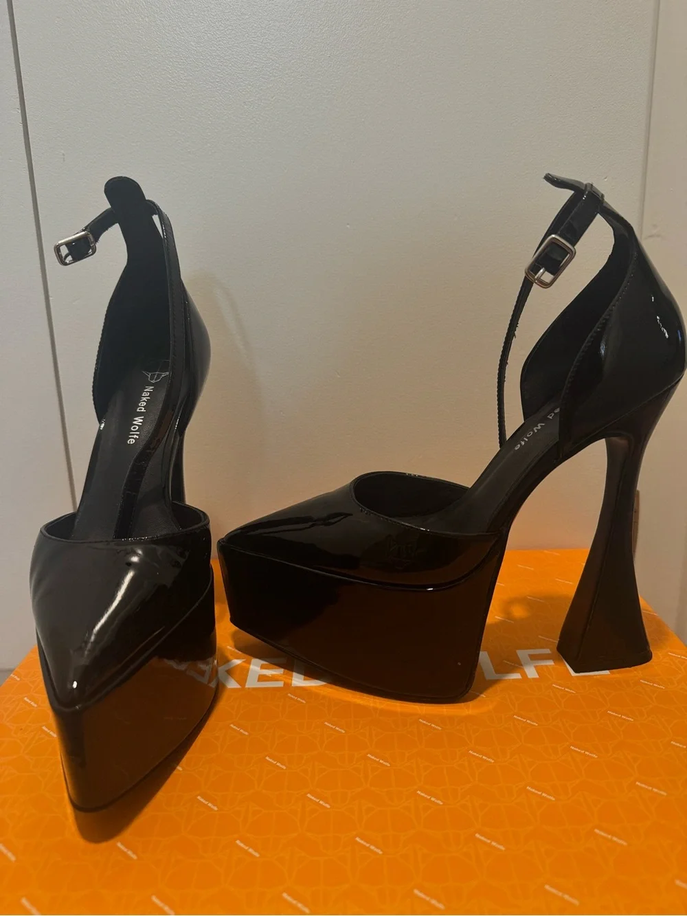 Naked Wolfe | Shoes | Naked Wolfe Black Patent Platform Anklestrap ...